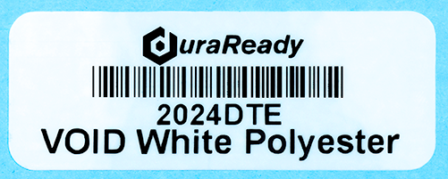 2024DTE 0.75 x 2.0" White VOID Polyester label: DuraReady No-Fade or ...