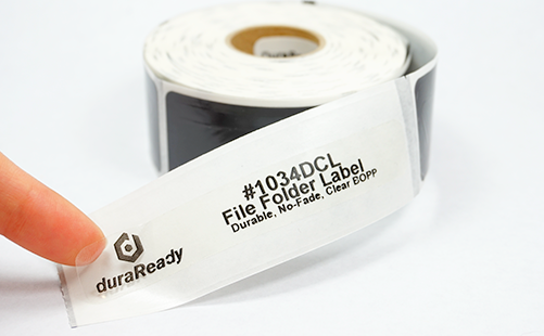 1034DCLR 9/16 x 3-7/16" Clear removable BOPP plastic label: DuraReady ...