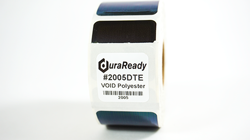 2005DTE 1.0 x 1.0" White VOID Polyester Label: DuraReady No-Fade or ...